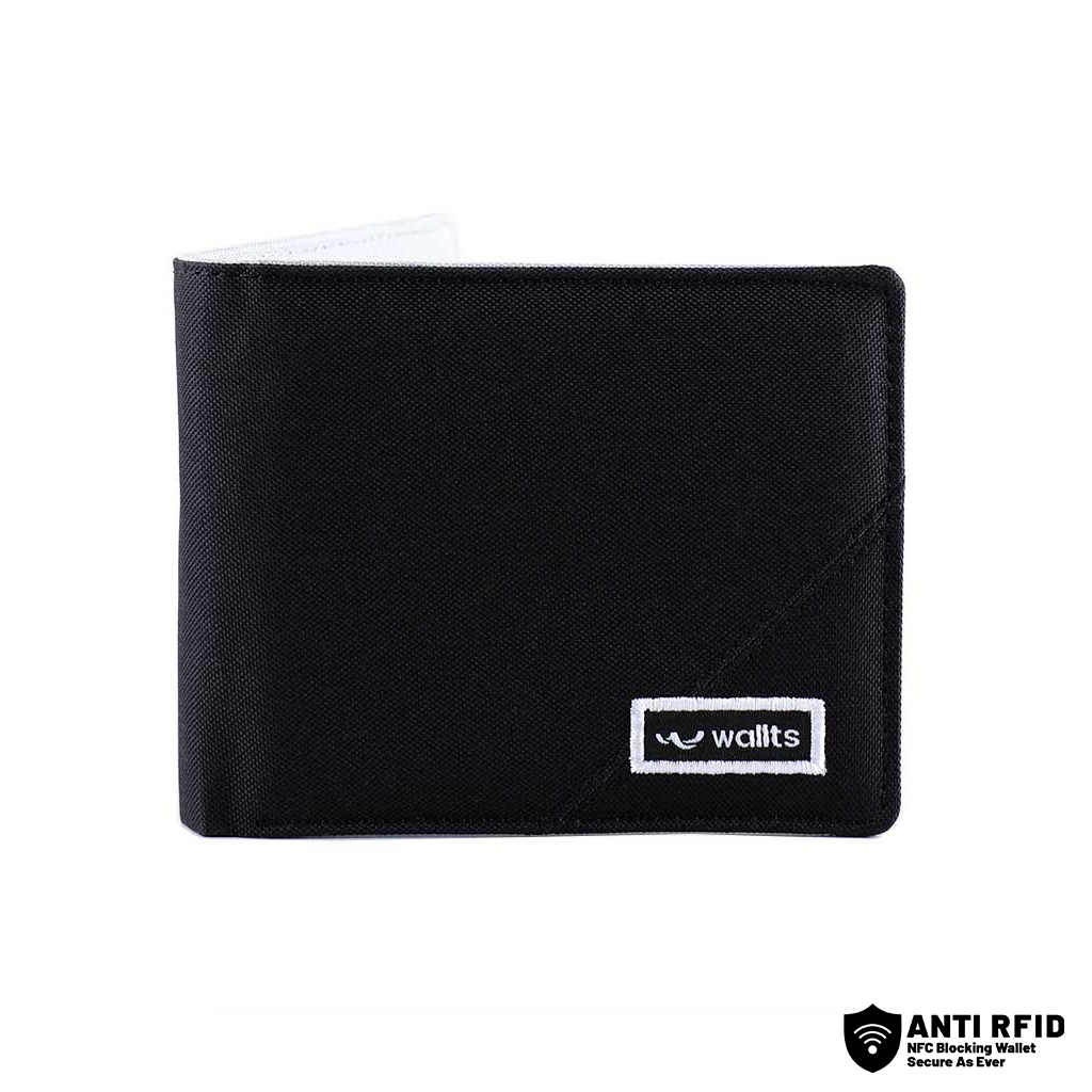 Wallts Keio Black Grey - กระเป๋าสตางค์แบบพับได้ผ้าใบสองพับกันน้ําสําหรับผู้ชาย | Shopee Thailand
