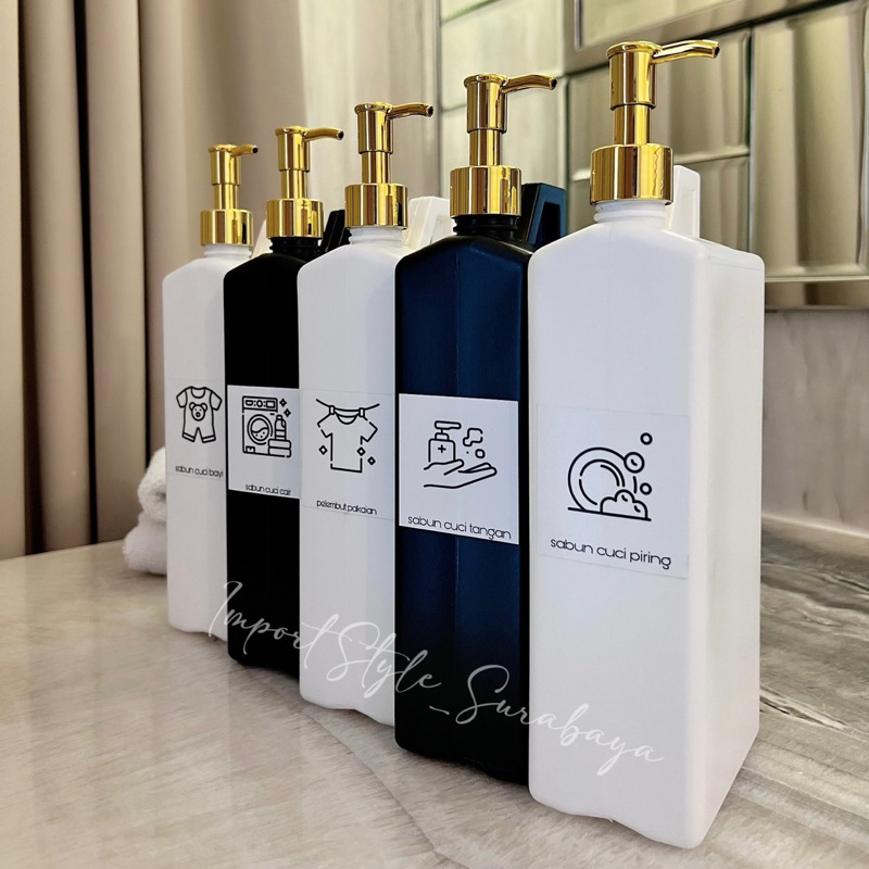 ขวดสบู่ความงาม JERIGEN PUMP 1L BOX BLACK WHITE LABEL IMAGE LAUNDRY PUMP ...