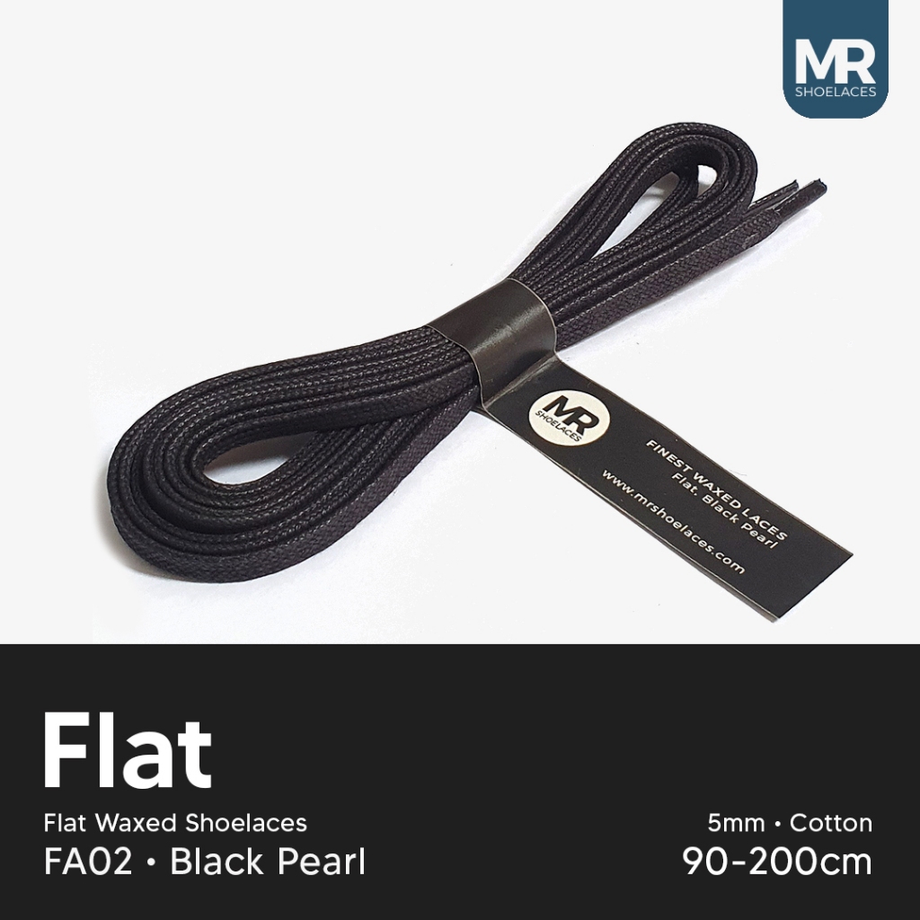 LILIN MR Shoelaces FA02 สีดําสีดํา - เชือกผูกรองเท้าแว็กซ์แบน 5 มม. ...