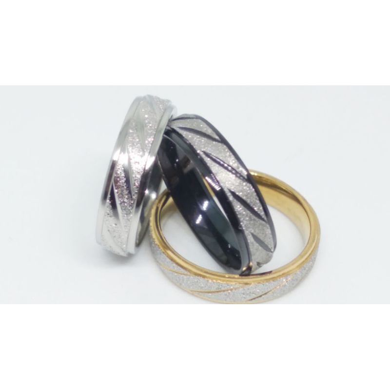 Hitam Titanium RING SAND LINE OF GOLD SILVER BLACK สายเอียง | Shopee ...