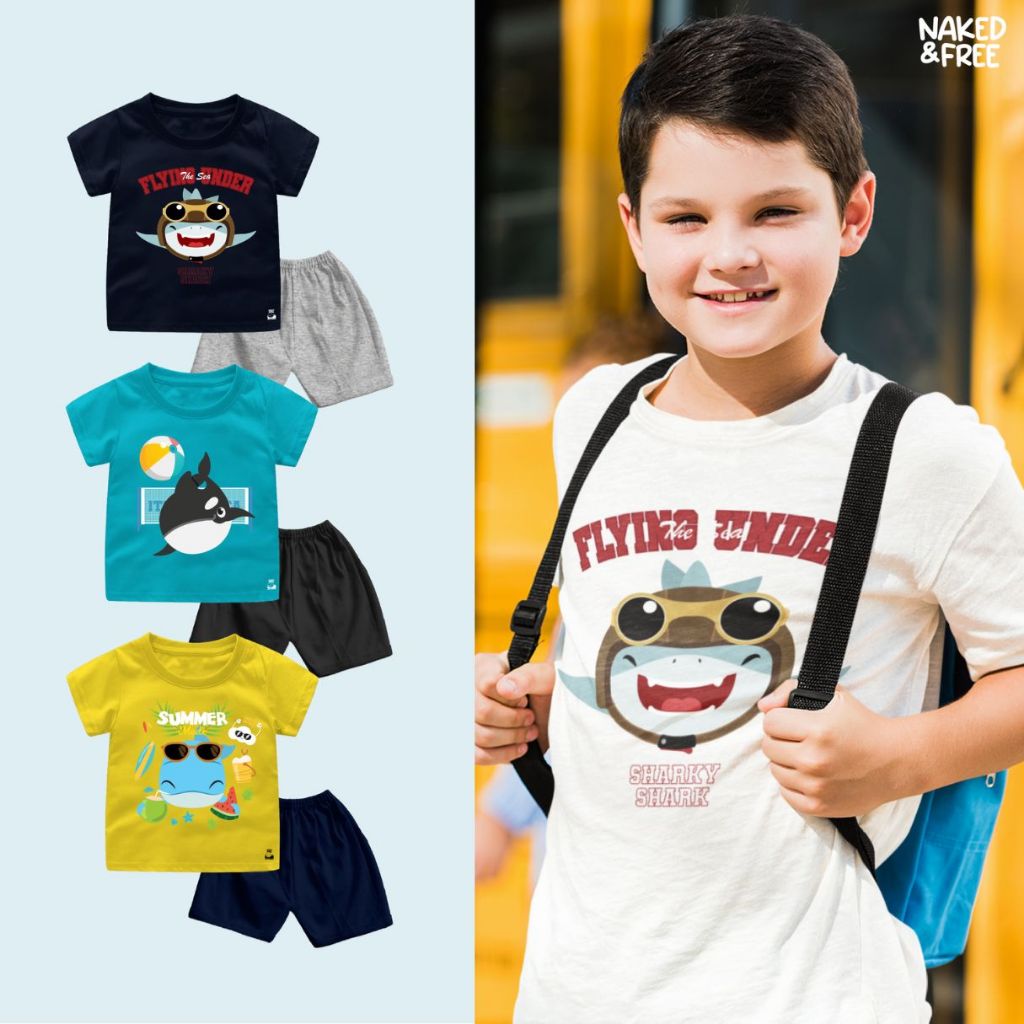 Katun Naked & Free Baby Boy Suit Series NAF ตัวอักษรแฟชั่นฤดูร้อน ...