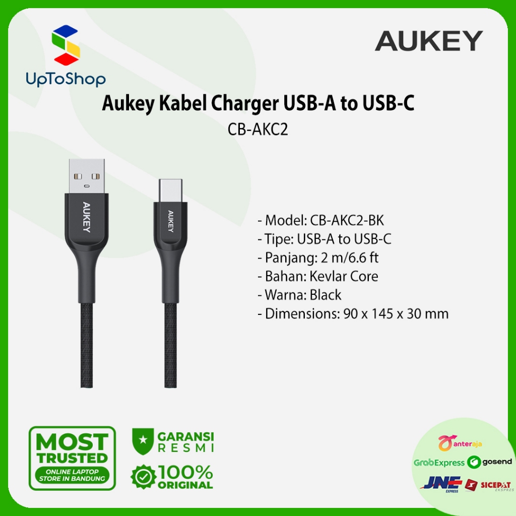 AUKEY USB-A ถึง USB-C CB-AKC2 สายชาร์จ Kevlar Core 2M | Shopee Thailand