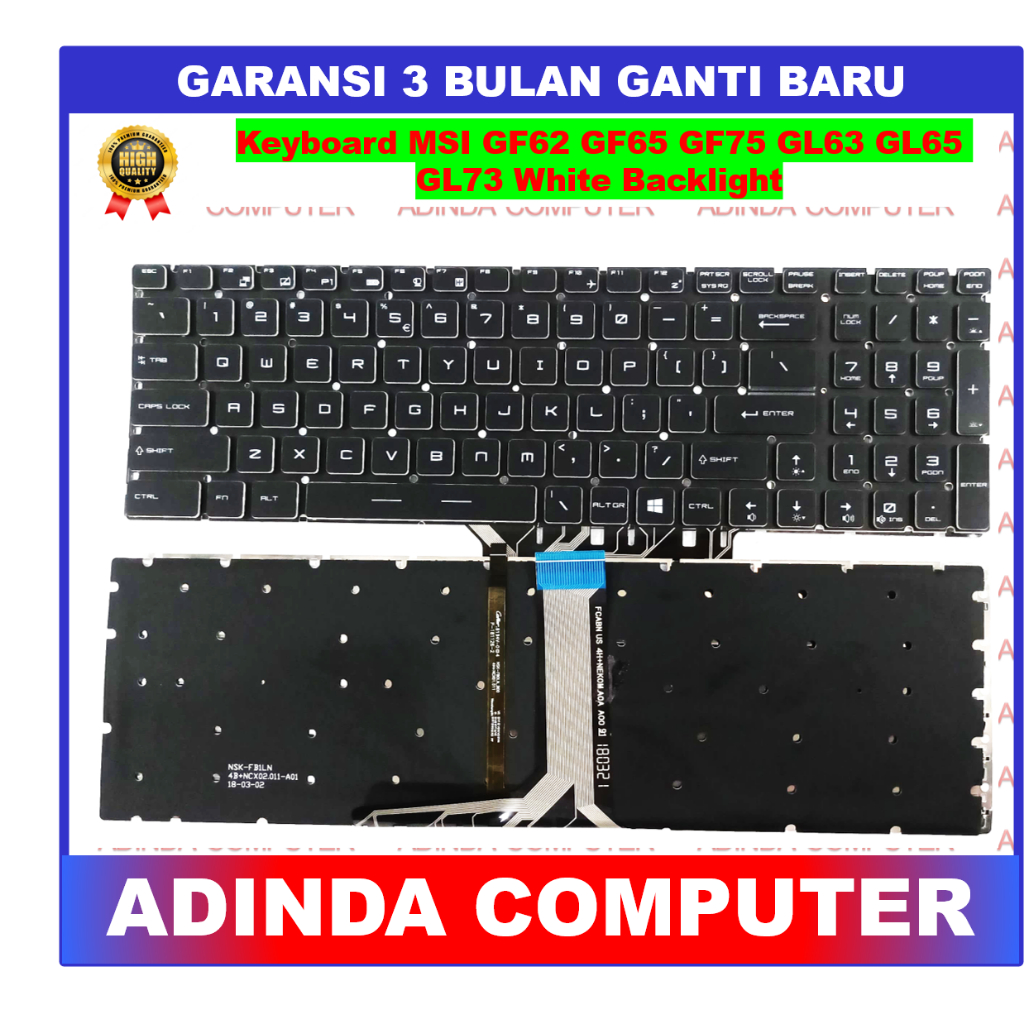 คีย์บอร์ด MSI GF62 GL72 GP62 GL72 GL62 GL62M GS63 GS63VR สีขาว Backligh | Shopee Thailand