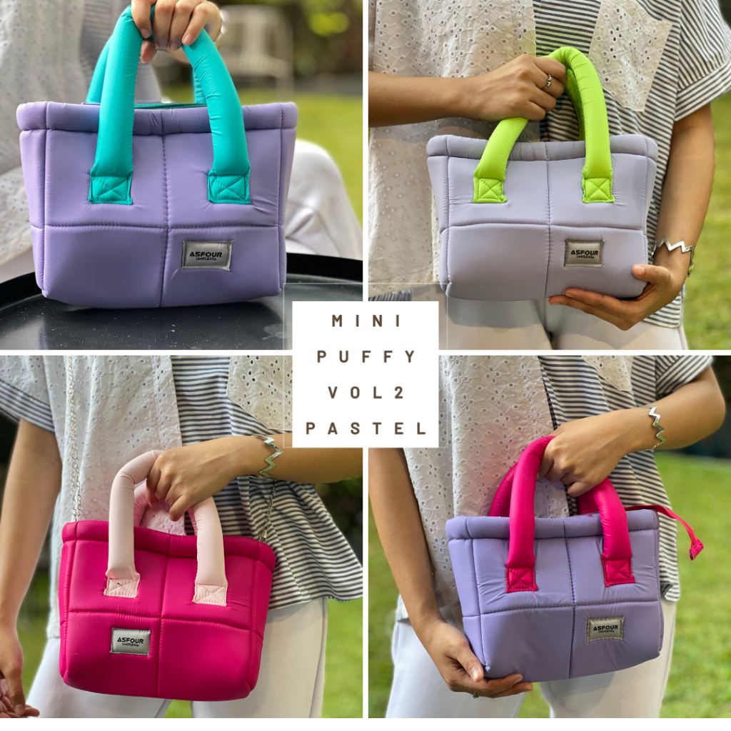 Mini Puffy Vol.2 สีพาสเทล | กระเป๋าสตรี Slingbag กระเป๋าถือกระเป๋าสะพายไหล่ร่มชูชีพ Puffy ...