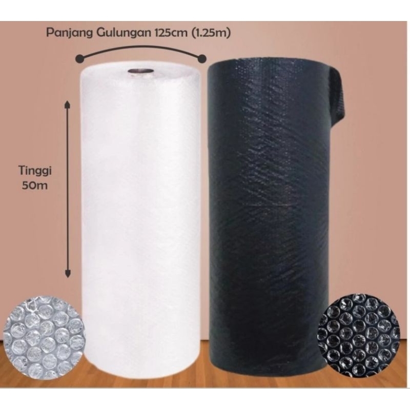 Putih HITAM Bubble Wrap 1 ม้วน พรีเมี่ยม แบล็คแอนด์ไวท์ (125ซม. x 50ม. ...
