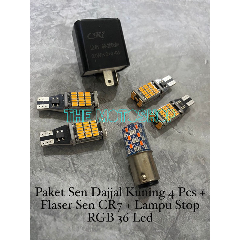 4 ชิ ้ นสีเหลือง DAJJAL SEN แพ ็ คเกจแสง + FLASER SEN CR7 + 36Led RGB STOP Light | Shopee Thailand