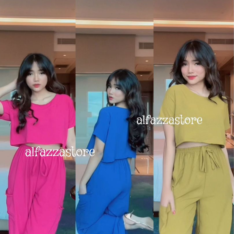 Alfazza ZIZE ONE SET Cargo อินเทรนด์ Crinkle Airflow ชุดสูทกางเกงคาร์ ...