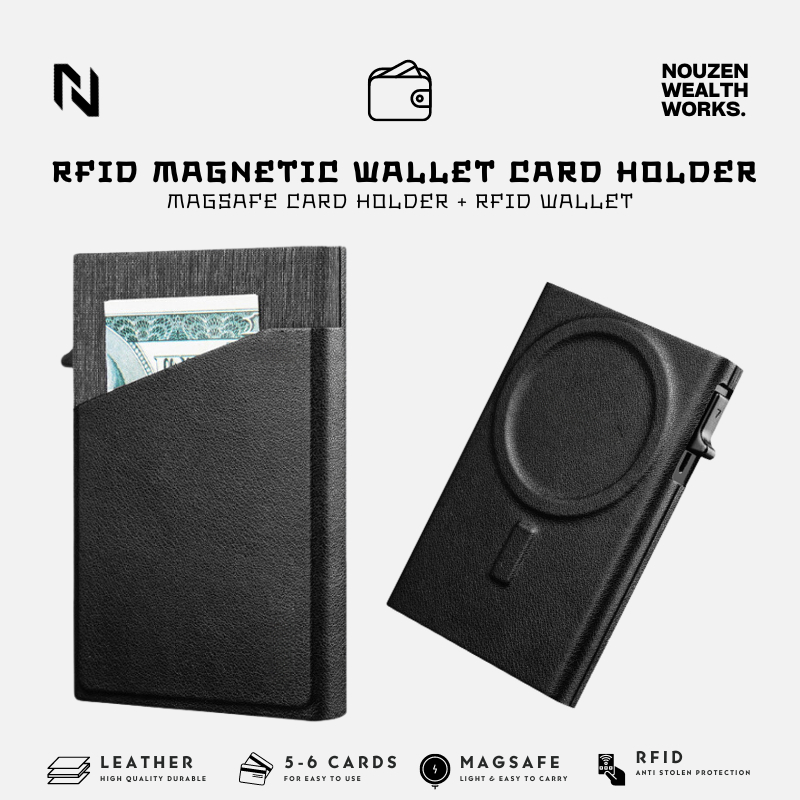 Nouzen EDC - Magnetic Smart Card Holder Magsafe Leather Pop Up Card ...