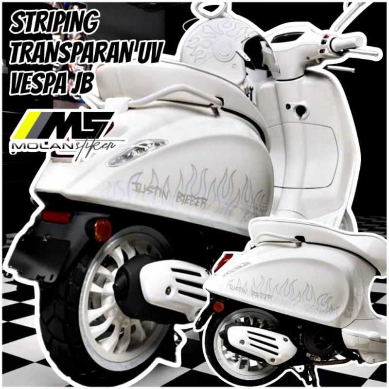 Putih Decal สติกเกอร์ Striping โปร่งใส Uv Variations Vespa JB Vespa Sprint 150 Justin Bieber ...