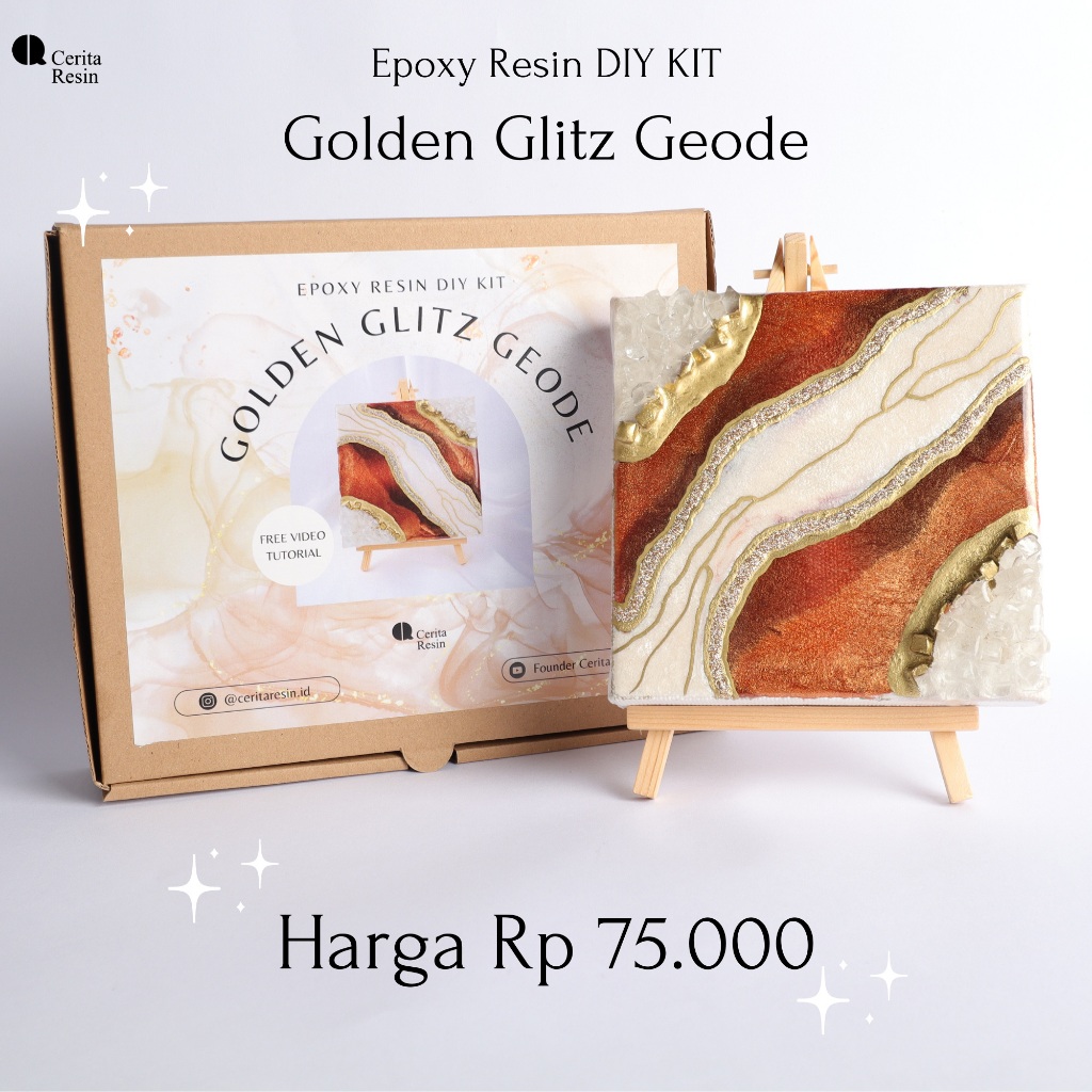 อีพ็อกซี่เรซิ่น DIY KIT Golden Glitz Geode Art เรซิ่น DIY เรซิ่น Art ...
