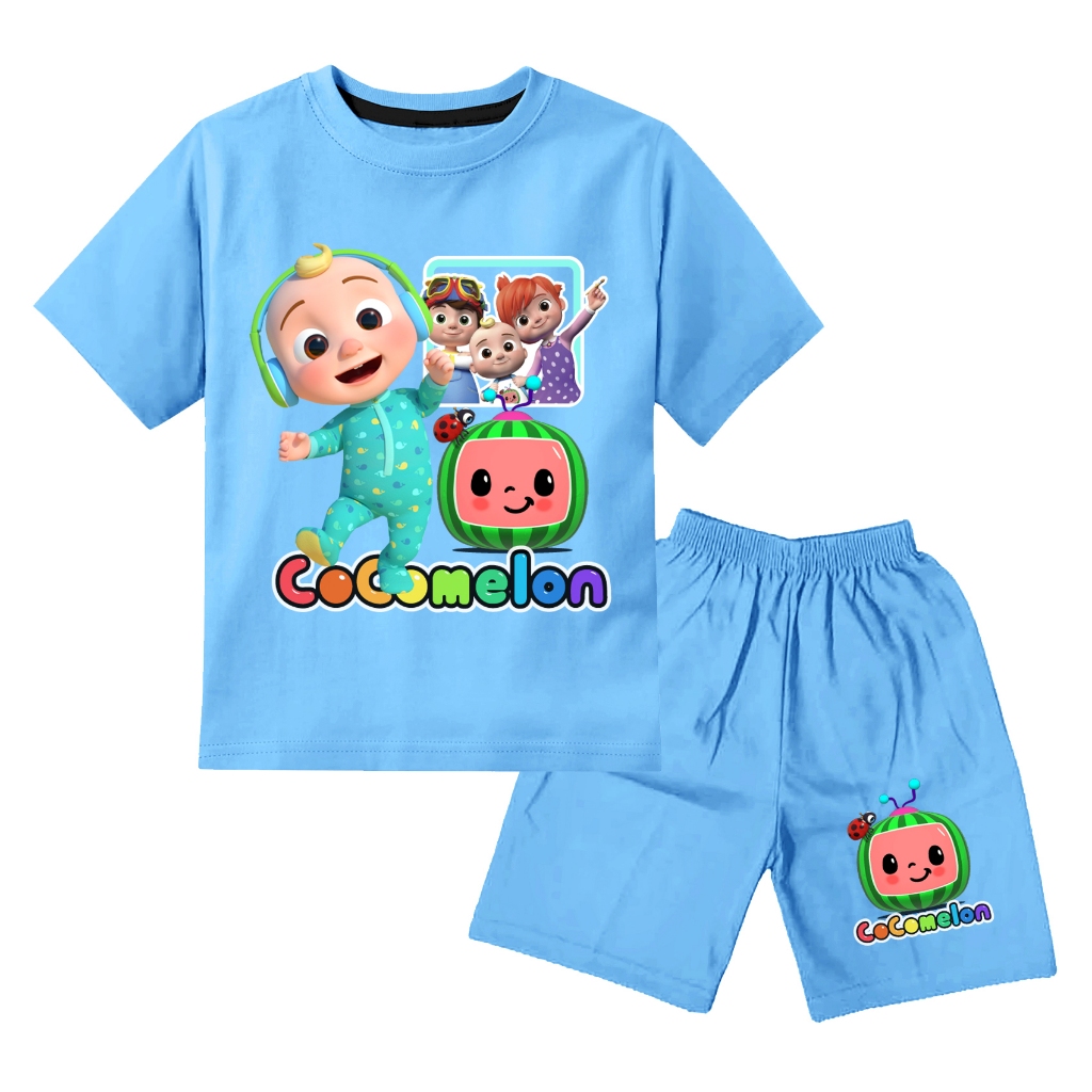Katun Boys& 39; ชุดเสื้อยืดพร้อม cocomelon motifs อายุ 1-10 ปี วัสดุผ้า ...