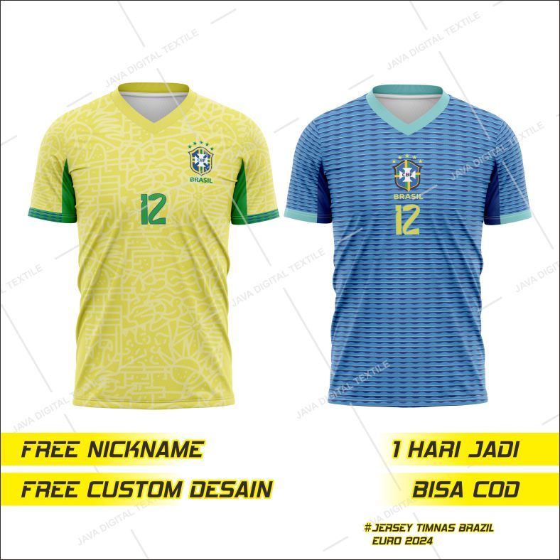 ใหม่ล่าสุด BRAZIL EURO 2024 NATIONAL TEAM JERSEY พิมพ์เต็มฟรีชื่อและ ...