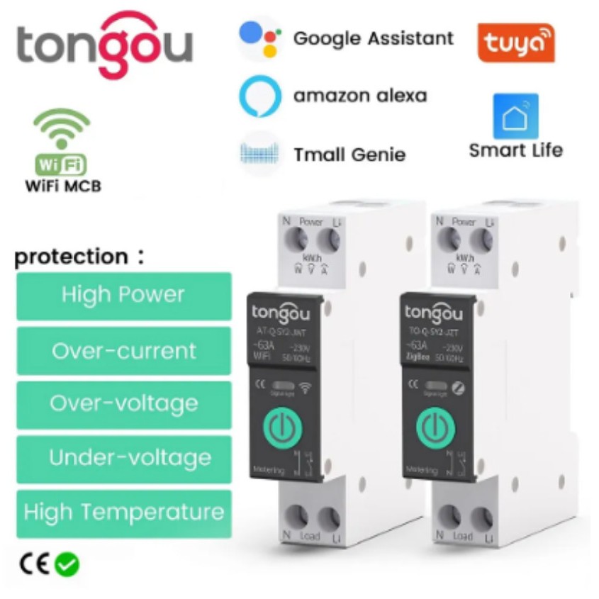 Tongou Smart MCB Circuit Breaker Over Current ภายใต้ป้องกันแรงดันไฟฟ้า ...