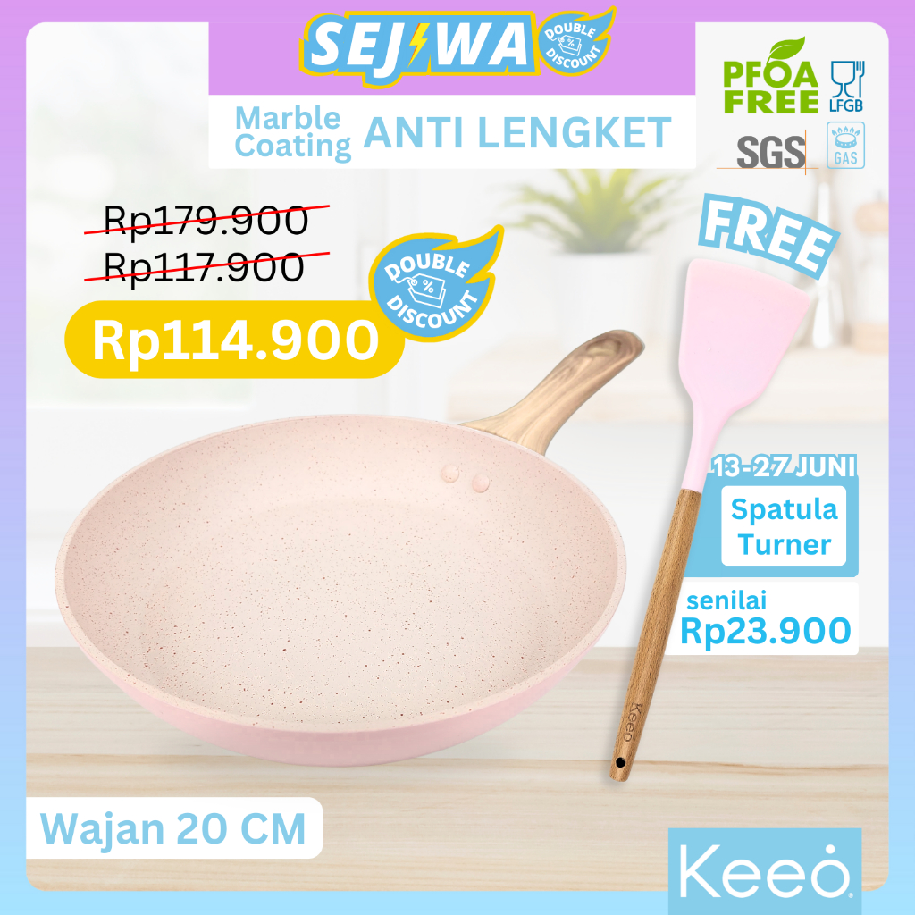 Keeo กระทะไม ่ ติด 20 ซม . หินอ ่ อนหินแกรนิตสีชมพู | Shopee Thailand