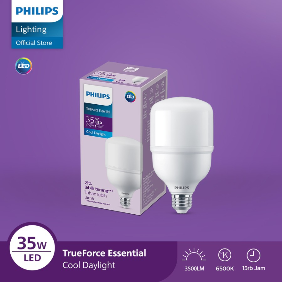 Putih Philips TForce Essential LED Lamp 35W E27 6500K (สีขาว) | Shopee Thailand