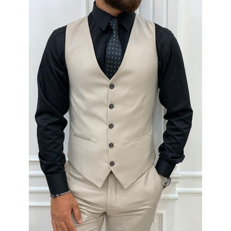 ขาย MENS JAS VEST FORMAL VEST MENS JAS VEST - ครีม | Shopee Thailand