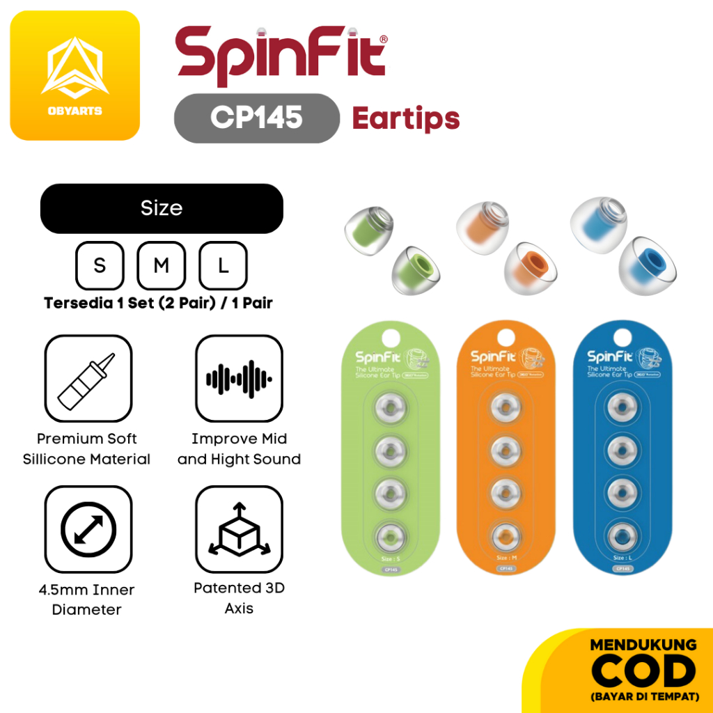 Spinfit CP145 หูฟัง Eartips เปลี่ยนชุดหูฟังยางขนาด S / M / L | Shopee ...