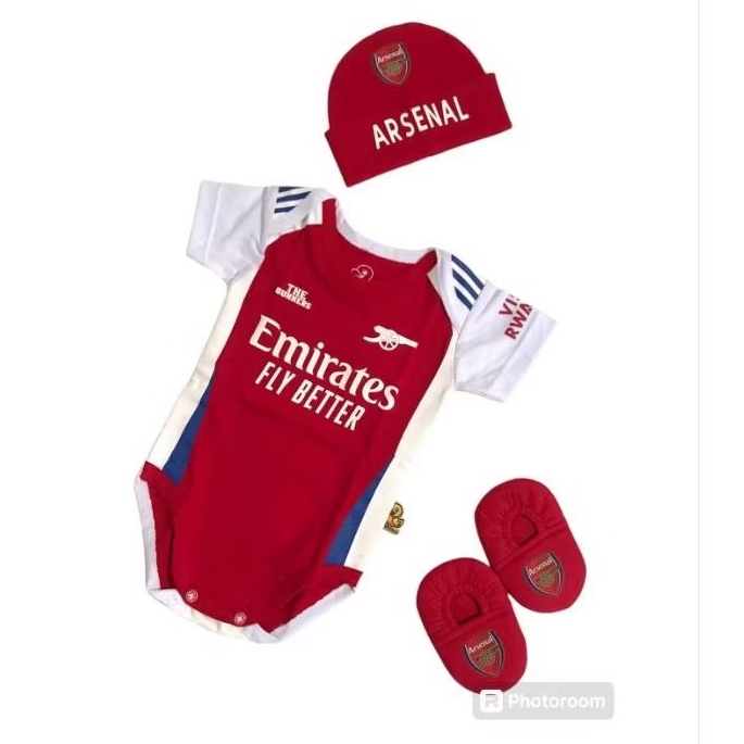 Arsenal Home Baby Ball Jumper Hat And Shoe Set สามารถชื่อและตัวเลขแบบ ...
