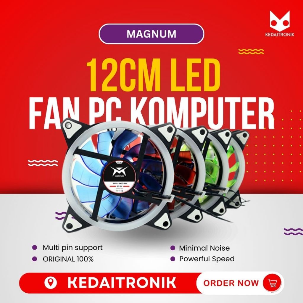 พัดลมพีซี 12CM LED MAGNUM CPU Cooler PC เคสคอมพิวเตอร์เงียบ 3 Pin 4 Pin ...
