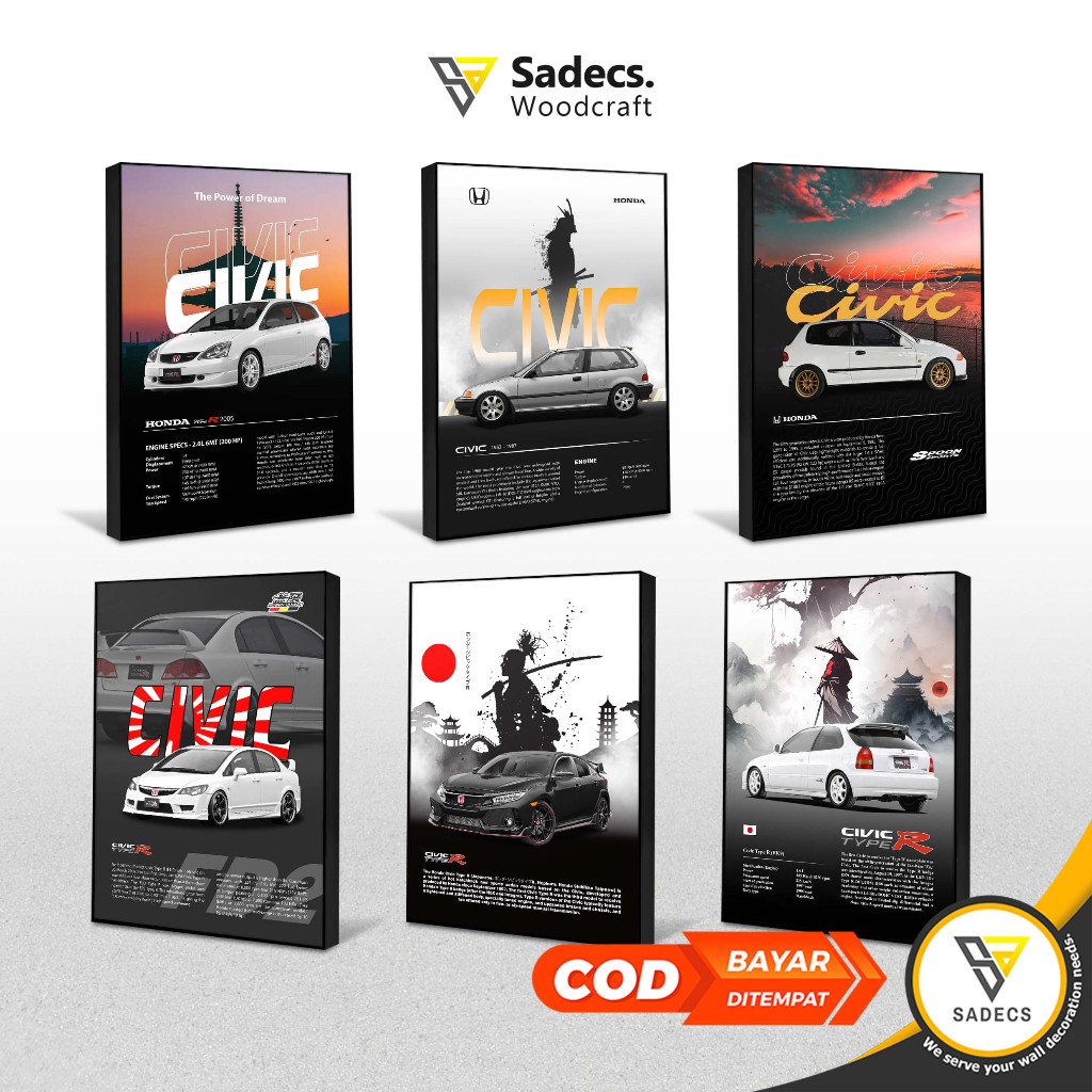 Sadecs - โปสเตอร์ HONDA CIVIC Fiber Canvas Frame ขนาด 20x30 Cm (กรอบบล็อก) | Shopee Thailand