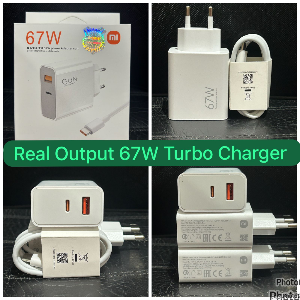 อะแดปเตอร์ชาร์จเร็ว เทอร์โบ Xiaomi PD 67W Redmi Type-C 67watt Mi NOTE 7 8 9 10 11 Redmi K40 K50 ...