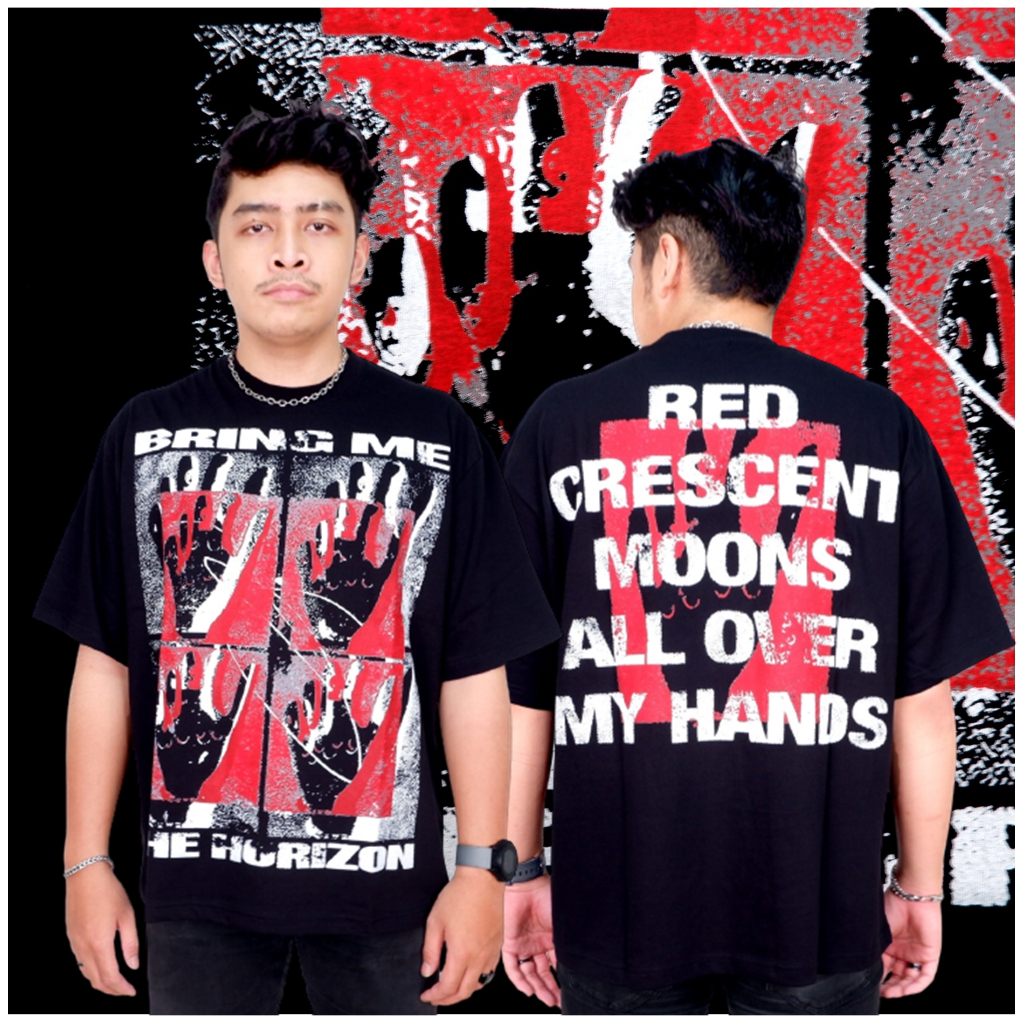 เสื้อยืด พิมพ์ลาย BMTH LOST RED CRESCENT MOONS BAND MUSIC BIG โอเวอร์ไซ ...