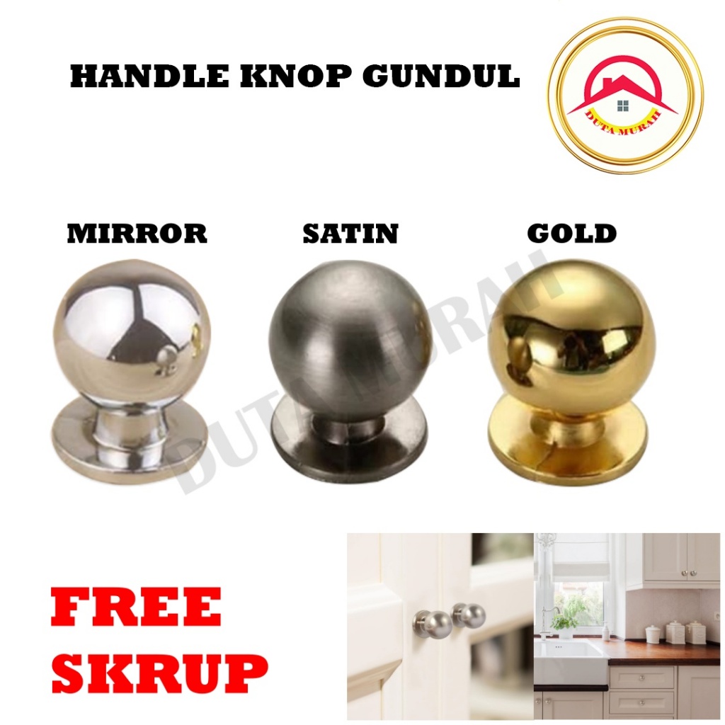Gol Ball Round Pentol Pull Knob, Satin Mirror Flash Door Drawer Bald ...
