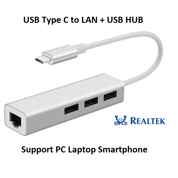 อะแดปเตอร์ LAN Ethernet USB Type C เป็น USB HUB | Shopee Thailand