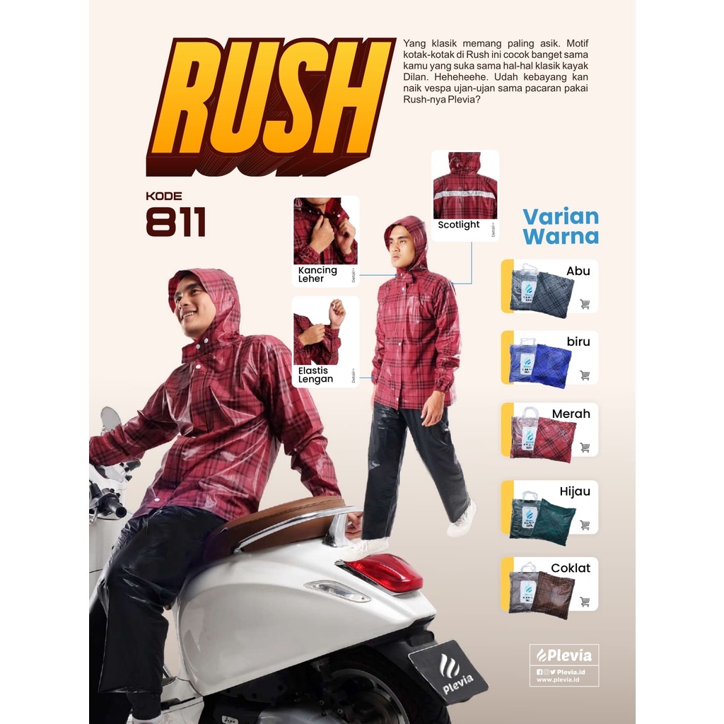 Plevia Rush 811 เสื้อกันฝนเสื้อกางเกงผู้ชายผู้หญิง / เสื้อแจ็คเก็ตเสื้อ ...