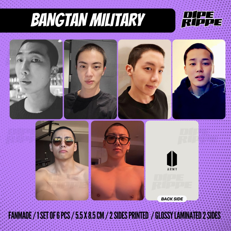 การ์ดรูปภาพ Bts BANGTAN MILITARY Bald NAMJOON RM JIN JHOPE THV JUNGKOOK ...