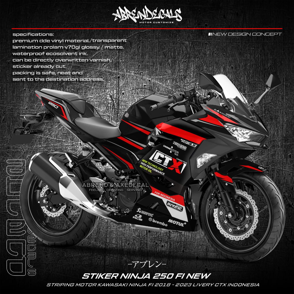 สติกเกอร์ ลาย NINJA 250 FI NEW 2018 - Now LIVERY CTX RACING KAWASAKI NINJA FI ออกแบบใหม่ สําหรับ ...