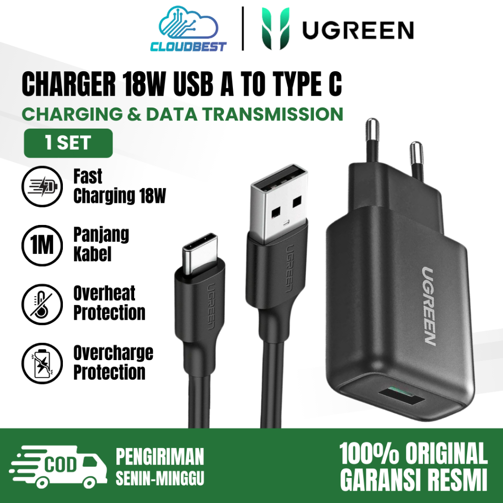 Ugreen CHARGER USB TO TYPE C 18W | Shopee Thailand