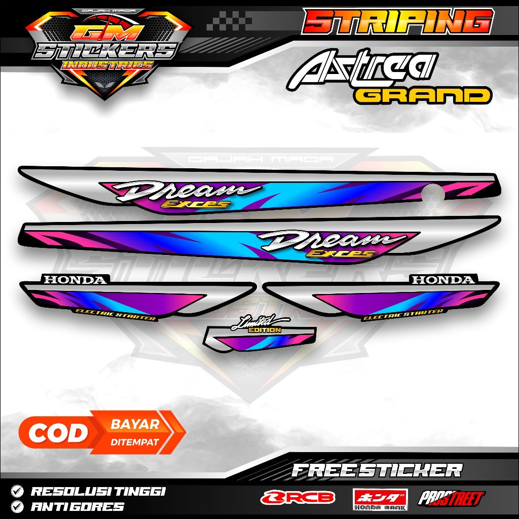 Striping Variation HONDA Tiedye GRAND BULUS SABIT DREAM EXCES K17 ...