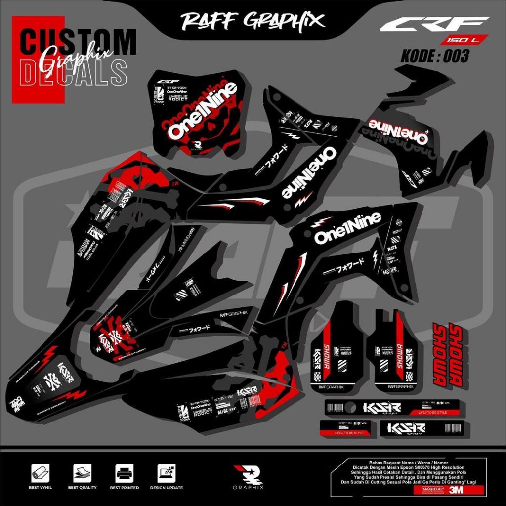 สติ ๊ กเกอร ์ รูปลอก CRF 150L FULL BODY/DECAL CRF 150L/DECAL STICKER ...