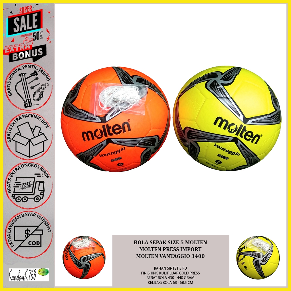 ฟุตบอล MOLTEN VANTAGIO 3400 Ball MOLTEN ไซส์ 5 รุ่น Press Import คุณภาพ ...