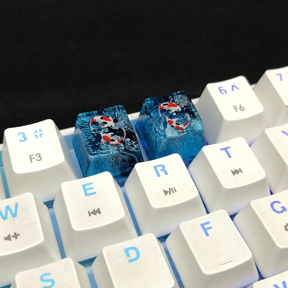 Koi Fish Ocean Blue Artisan Keycaps สําหรับ Cherry MX สวิตช์ที่รองรับ ...