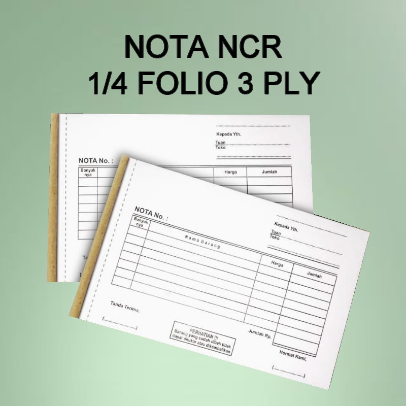 1/4 FOLIO CASH NOTES NCR PLAIN NOTES 3 ชั้น & 1 ชั้น ขนาด 1/4 โฟลิโอ 3 ...