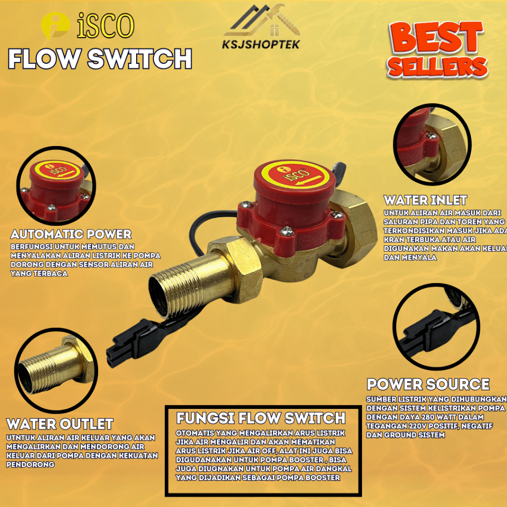 Isco Flow Switch 1 x 3/4 + Nepel 1/2 ปั๊มน้ําบูสเตอร์อัตโนมัติ | Shopee ...