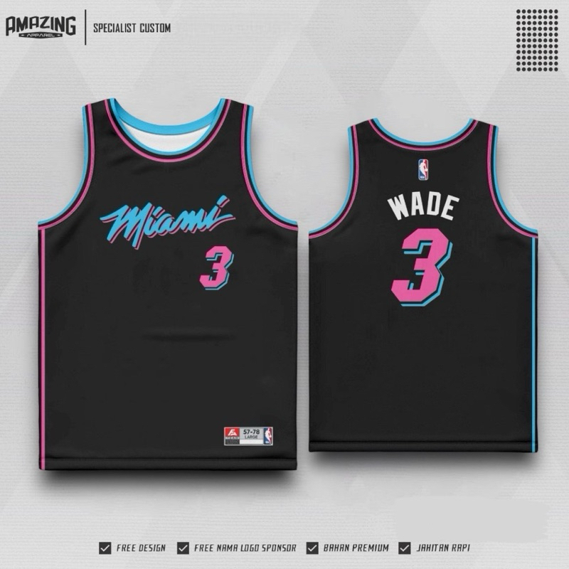 Miami NBA BASKETBALL JERSEY/BASKETBALL JERSEY/CUSTOM BASKETBALL JERSEY ...