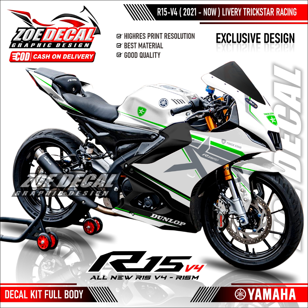 สติ๊กเกอร์ดีคอลล่าสุด FULL BODY ใหม่ทั้งหมด YAMAHA R15 V4 TRICKSTAR ...