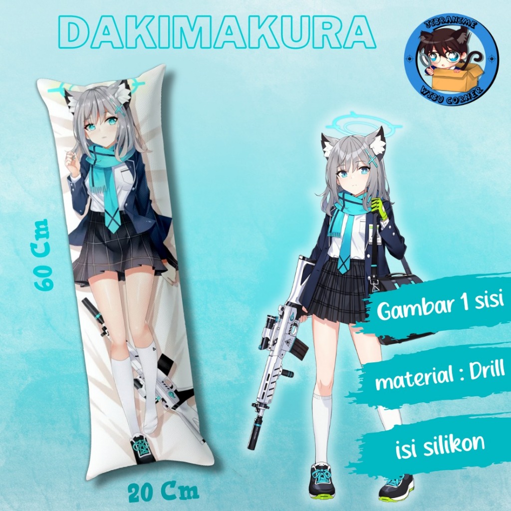 Dakimakura / shiroko หมอนข้างโค้งสีน้ําเงิน / ขนาด 20x60cm / รวมเนื้อหา ...