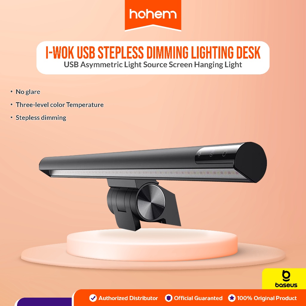 Original BASEUS i-wok USB Stepless Dimming โคมไฟตั้งโต๊ะ LED โคมไฟอ่าน ...