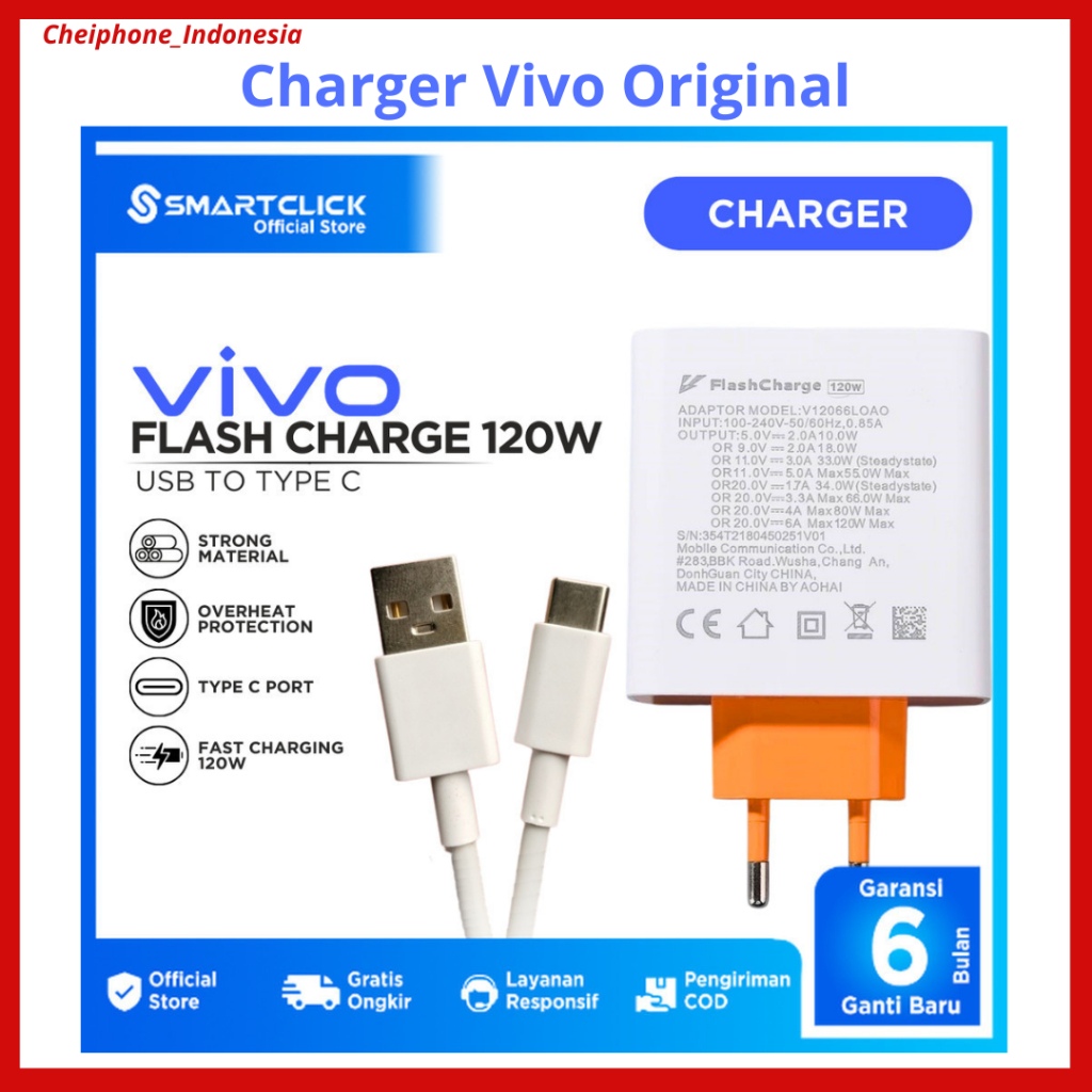 เครื่องชาร์จ Vivo Flash Charge 120W Type C ชาร์จเร็วของแท้ 100% ...