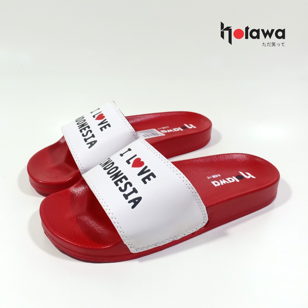 Merah PUTIH รองเท้าแตะแบบสวม Kotawa I Love อินโดนีเซียผู้ชายผู้หญิง ...