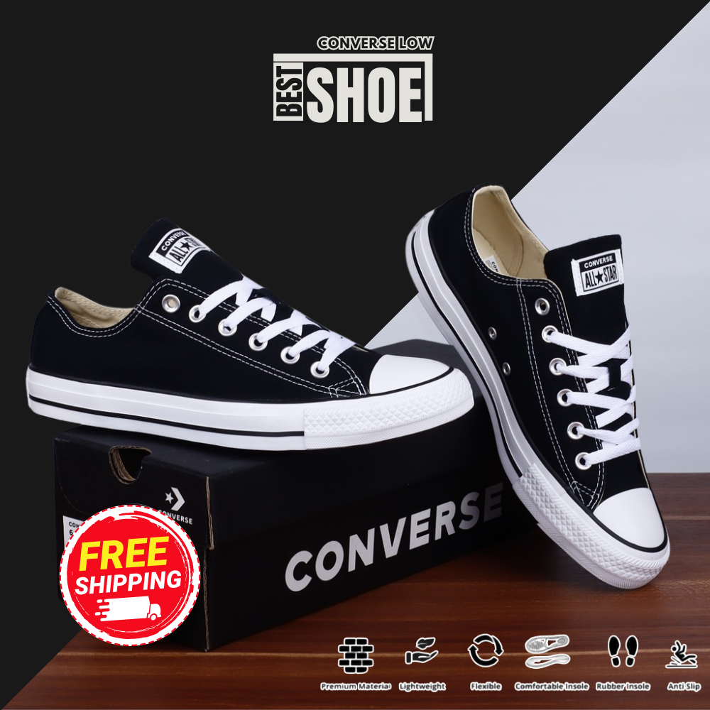 Hitam PUTIH All Star Classic Low Black White Shoes | Ox Short รองเท้า ...