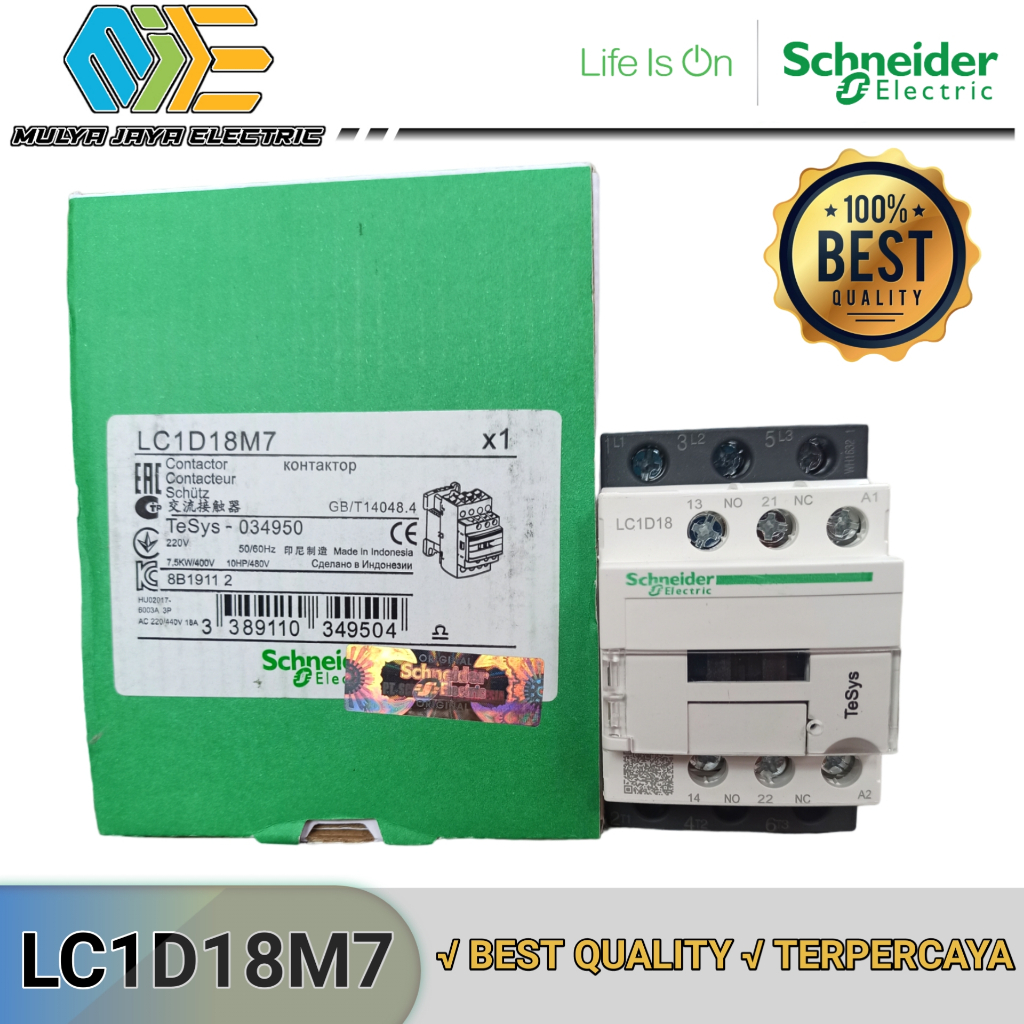 Schneider Contactor / คอนแทคเตอร์ teSys-D LC1D18M7 3p LC1D18 220 VAC ...