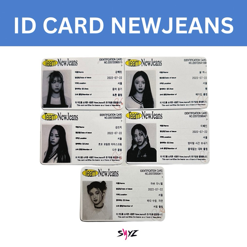 Ready] ID CARD Newjeans 1 ชุด มี 5 ชิ้น All Members - nj bunies nanni ...
