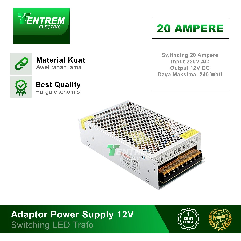 12v 20A LED Switching 20 Ampere Transformer Power Supply Adapter ...