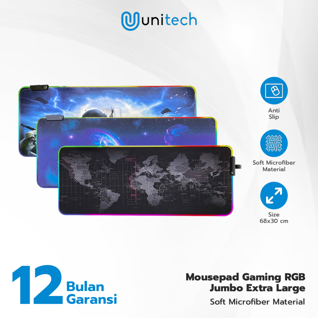 แผ่นรองเมาส์ Gaming Jumbo LED Unitech แผ่นรองเมาส์ XL RGB USB LED Light ...