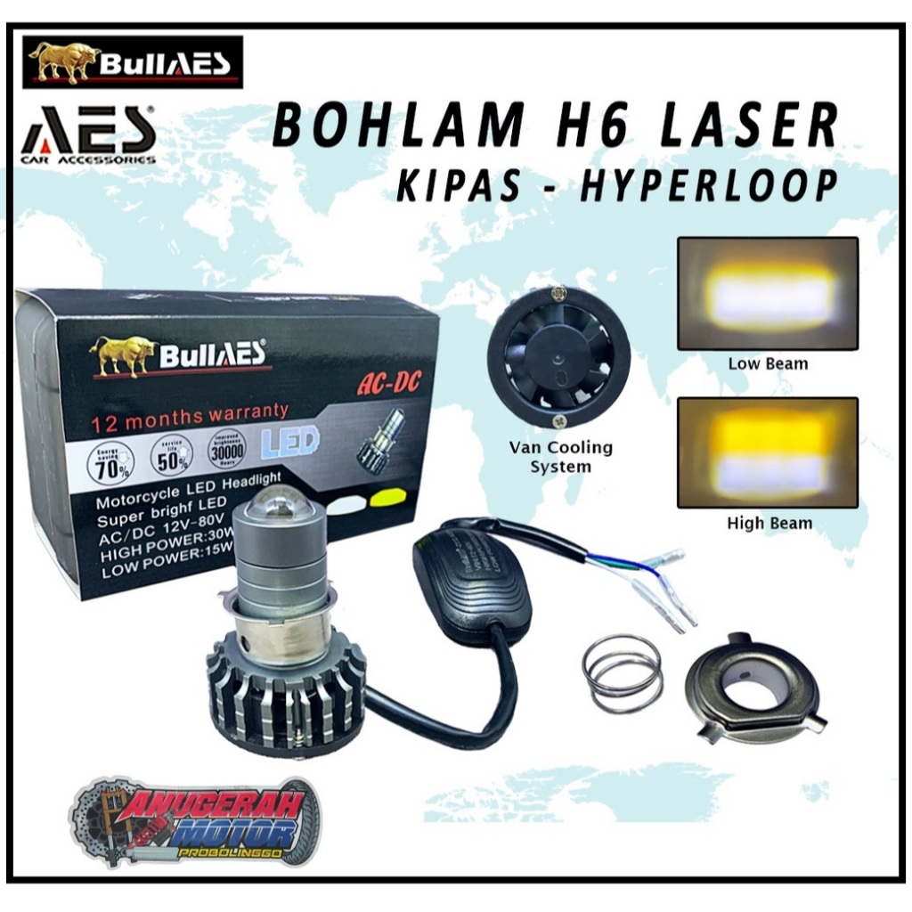 หลอดไฟเลเซอร์ Led H6 H4 Hyperloop AC DC ยี่ห้อ BULLAES | Shopee Thailand